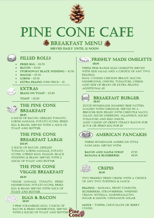 The Pine Cone Cafe Menu – Tayside Forestry